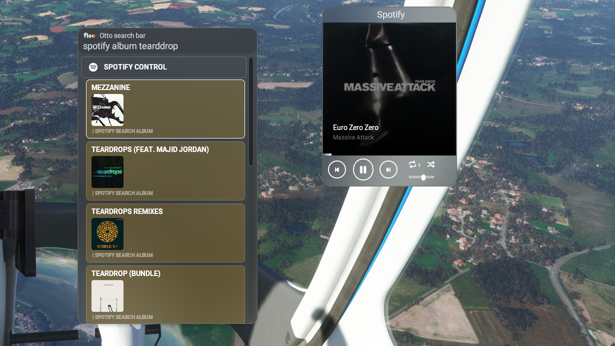 Flow Spotify Control for Microsoft Flight Simulator | MSFS