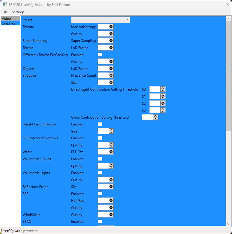 FS2020 - UserCfg Editor for Microsoft Flight Simulator | MSFS