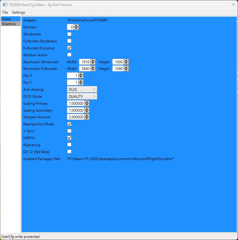 FS2020 - UserCfg Editor for Microsoft Flight Simulator | MSFS