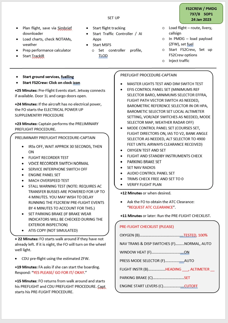 Checklists for PMDG Boeing 737-800 on Microsoft Flight Simulator
