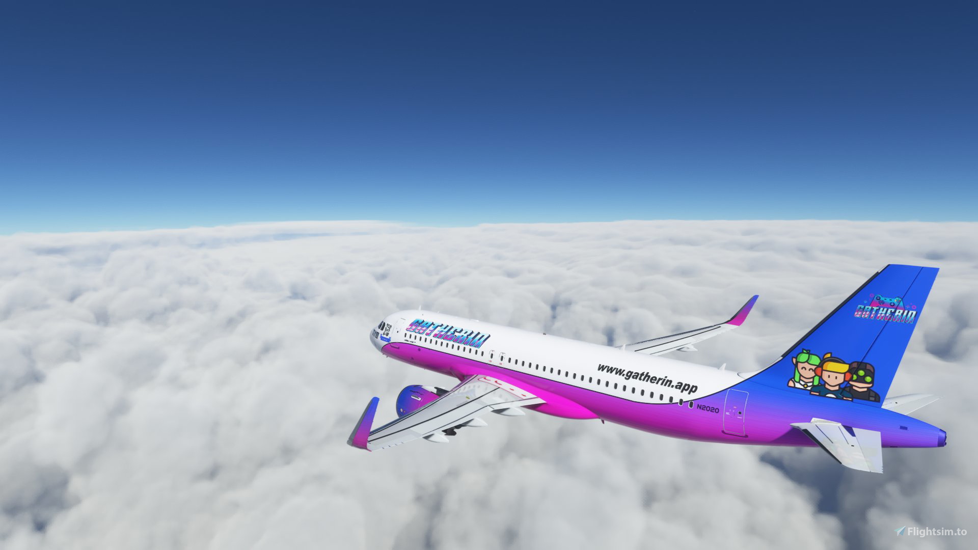 [A32NX] GatherIn 80s Synthwave livery für Microsoft Flight Simulator | MSFS