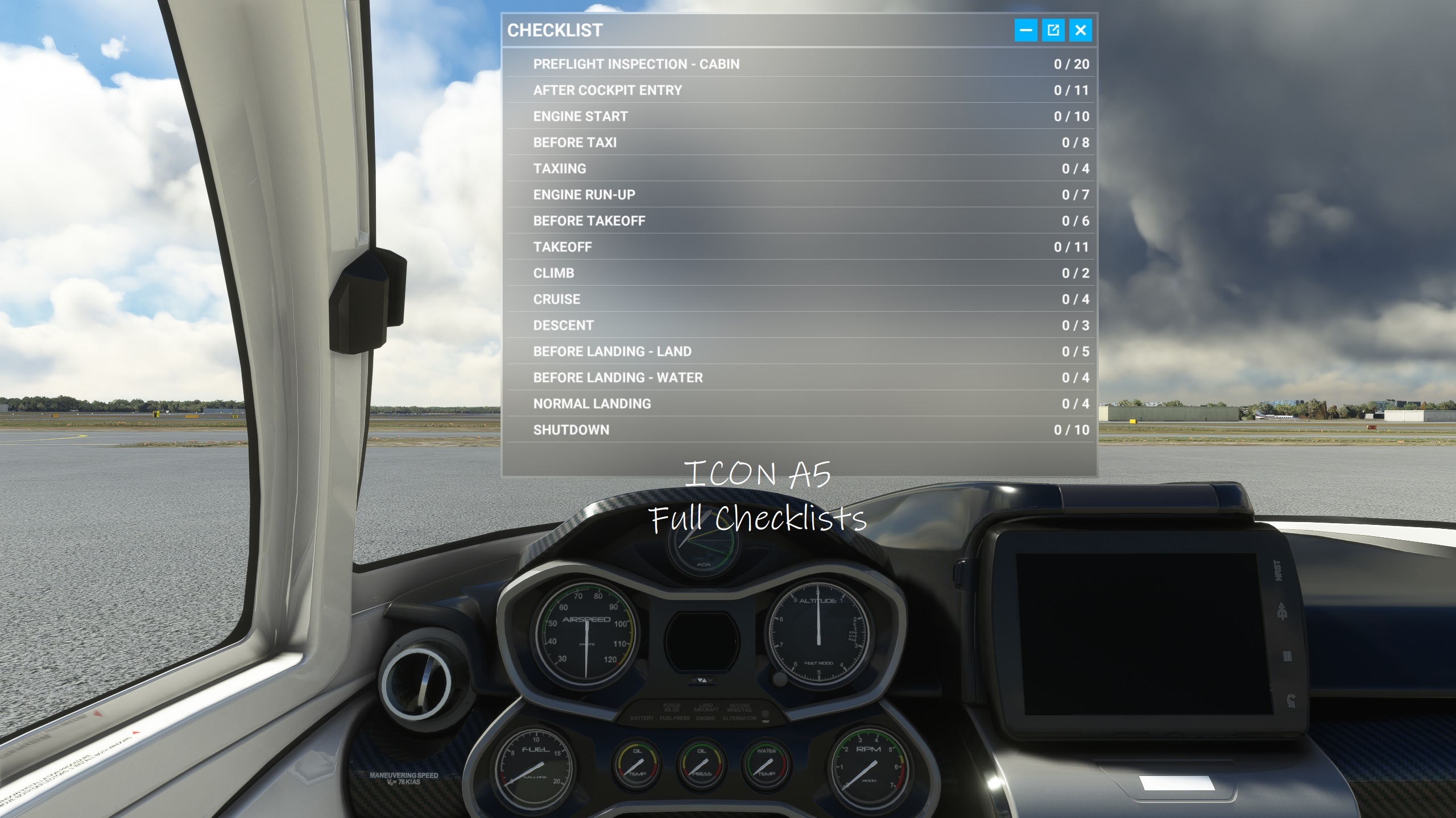 ICON A5 Full In-Game Checklists - MSFS Add-on - Flightsim.to