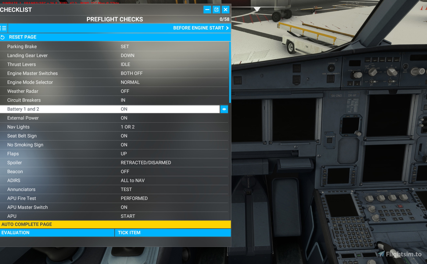 In-Game Checklist for Fenix Airbus A320 for Microsoft Flight Simulator | MSFS