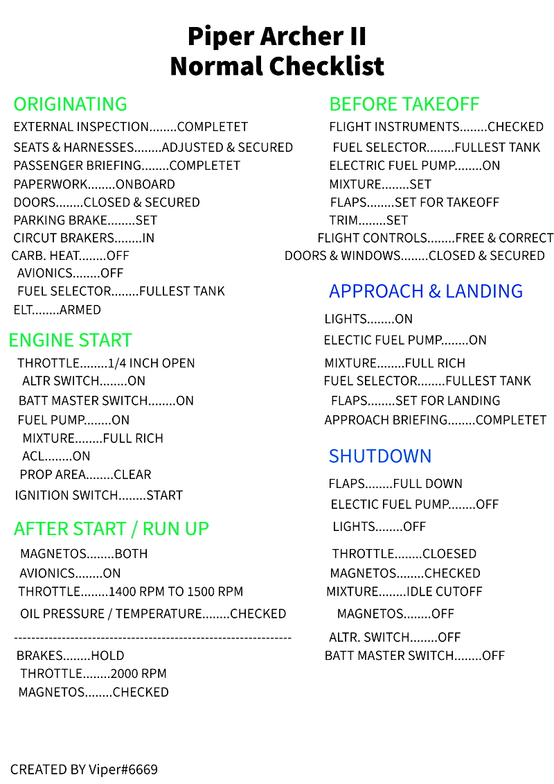 Just Flight – Piper PA–28–161 Warrior II Checklist for Microsoft Flight ...