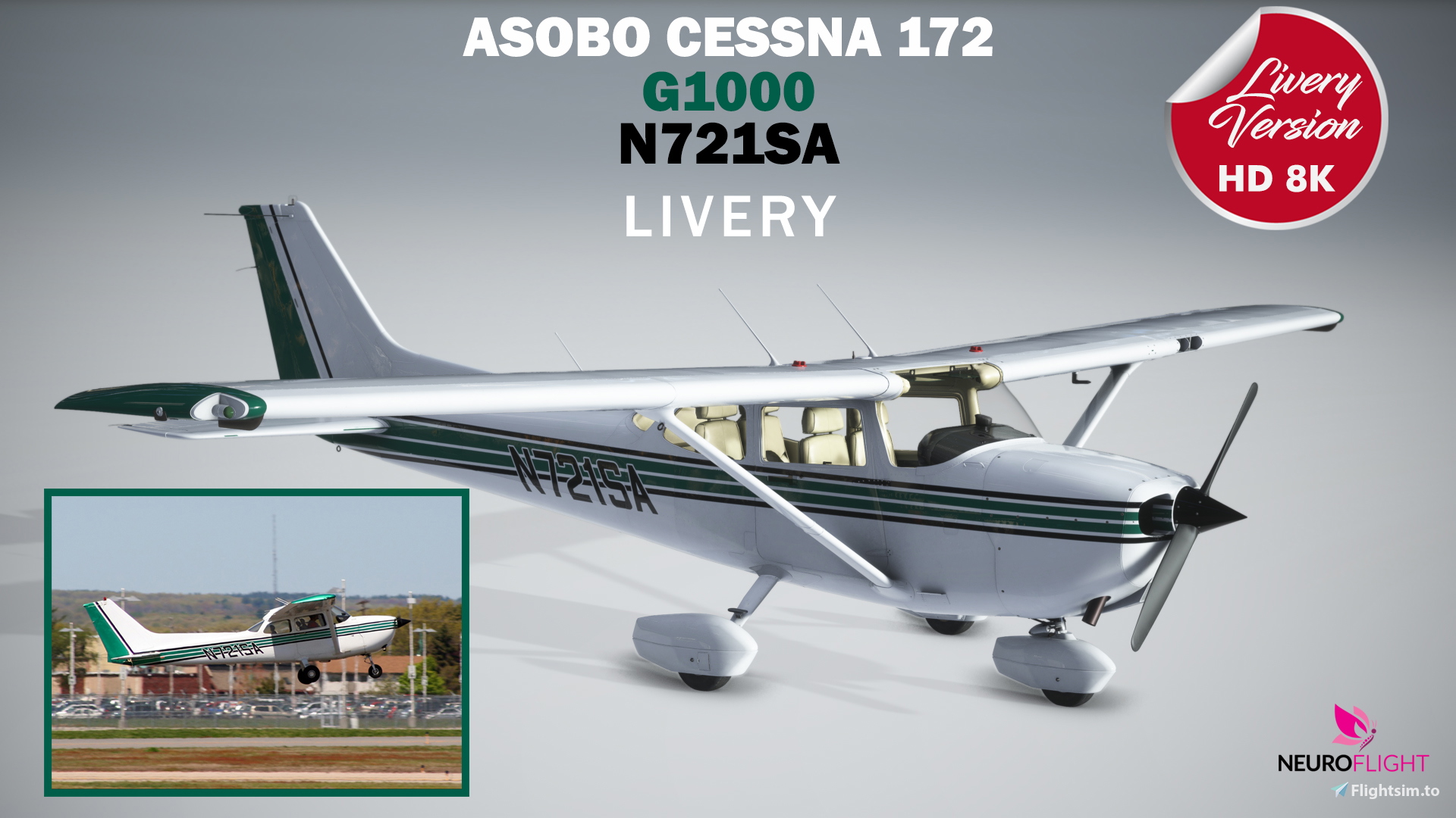 Livery for Asobo Cessna 172 G1000 version, registration N721SA [8K ...