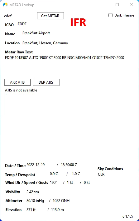 METAR Lookup for Microsoft Flight Simulator | MSFS