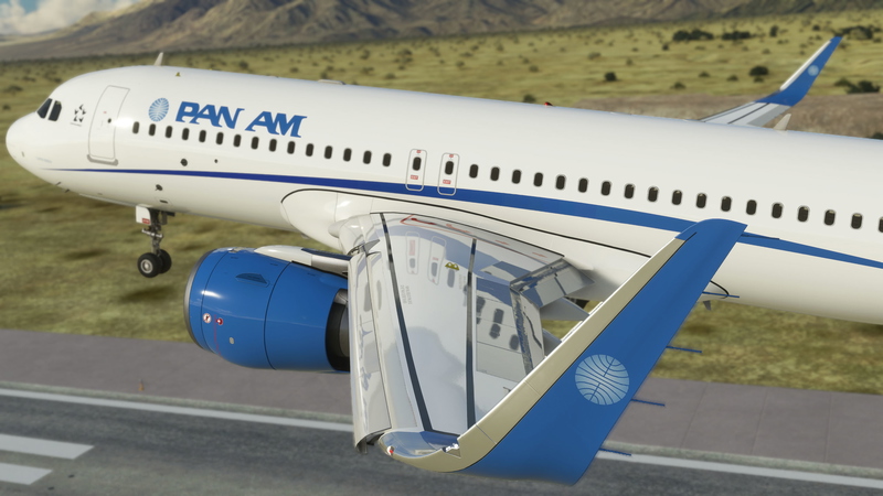 Pan Am 2023 Fictional Livery (FlyByWire A32NX) for Microsoft Flight Simulator | MSFS