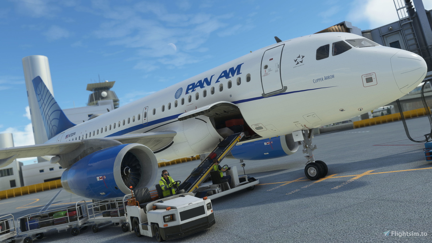 Pan Am 2023 Fictional Livery (LatinVFR A319ceo CFM and IAE) for Microsoft Flight Simulator | MSFS