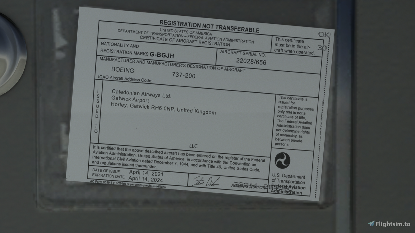 PMDG 737-700 w/ cabin Caledonian Airways (G-BGJH) for Microsoft Flight ...
