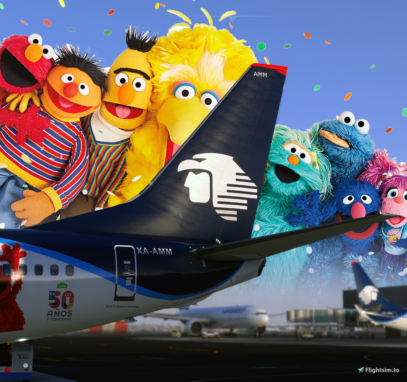 PMDG 737-800 AeroMexico XA-AMM "Sesame Street 50th Anniversary" 对于 ...