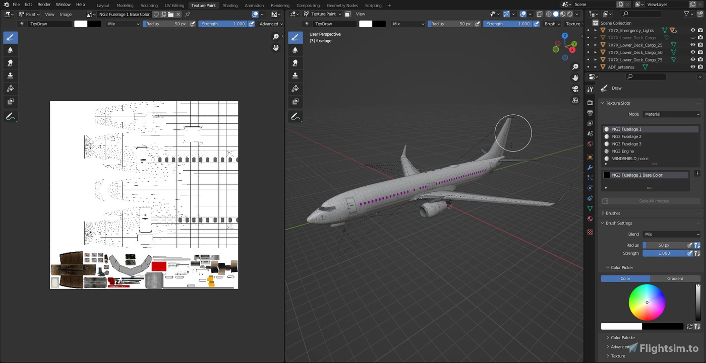 PMDG 737-800 Blender Paintkit for Microsoft Flight Simulator | MSFS