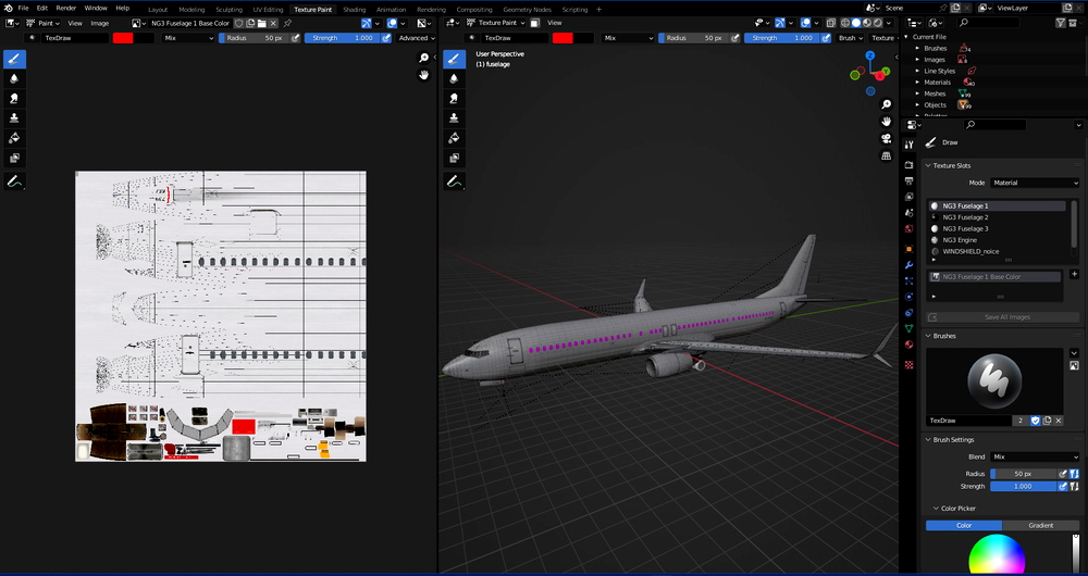 PMDG 737-900 Blender Paintkit for Microsoft Flight Simulator | MSFS