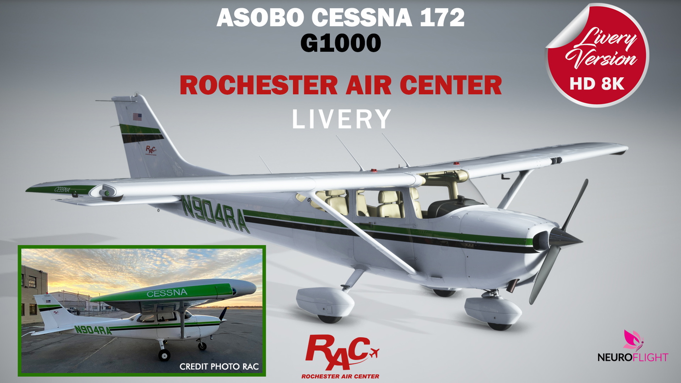ROCHESTER AIR CENTER livery for Asobo Cessna 172 G1000 , registration ...
