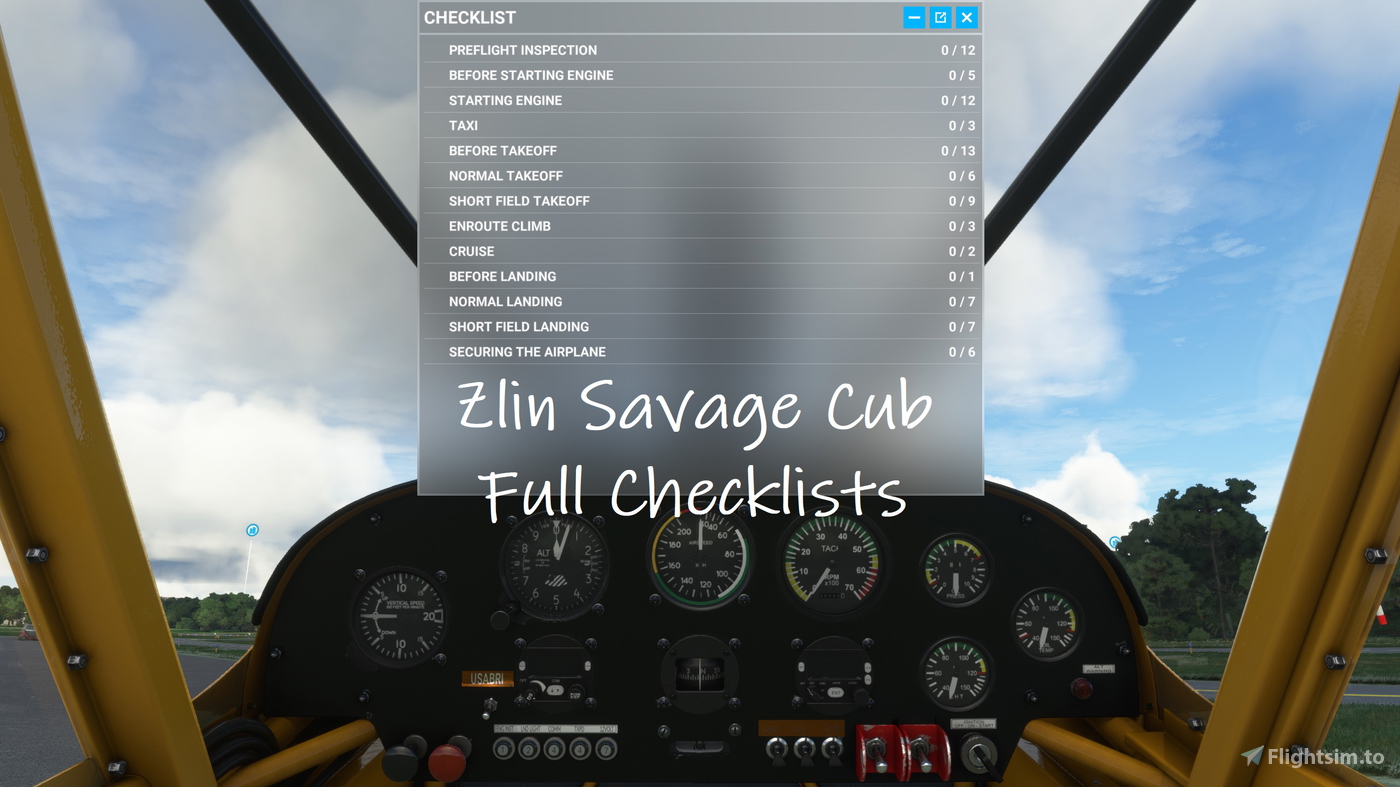 Savage Cub Full In-Game Checklists for Microsoft Flight Simulator | MSFS