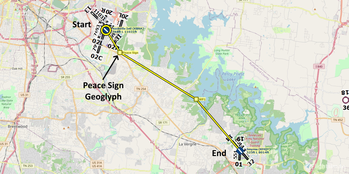 Short VFR - Tennessee - Nashville - Peace Sign Geoglyph for Microsoft ...