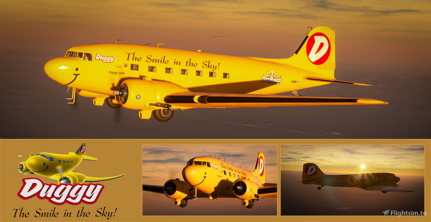 The Douglas DC-3 N1XP DUGGY The Smile on the Sky! for Microsoft Flight ...