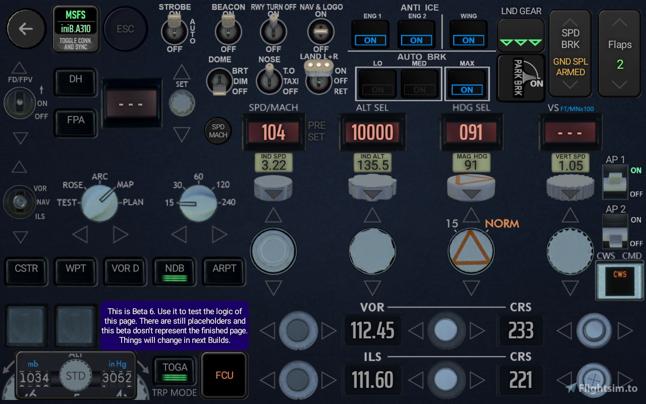 Touch Portal Page FCU and EFIS for INIBUILDS A310 for Microsoft Flight ...