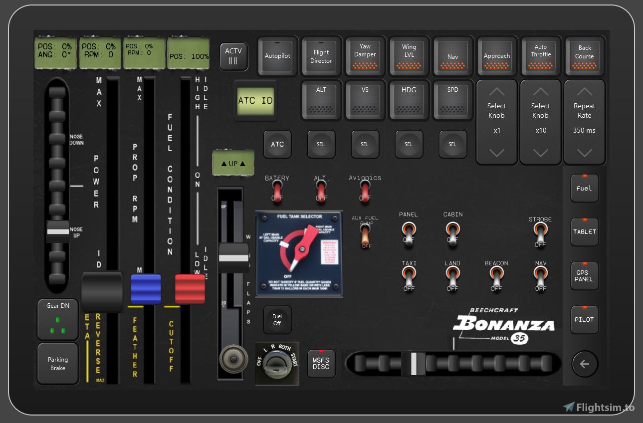 Touch Portal for Bonanza H35 V-Tail and B35-B33 für Microsoft Flight ...
