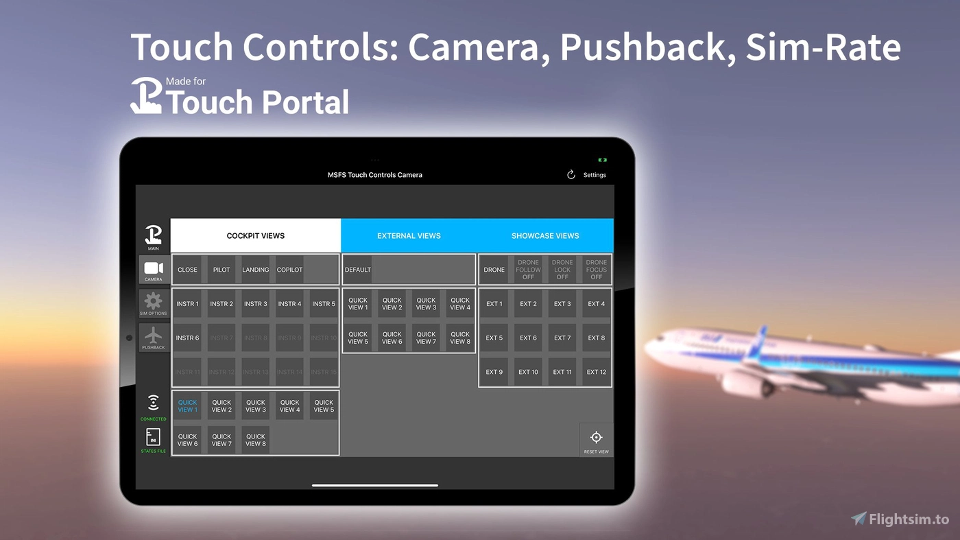 [DISCONTINUED] Touch Portal page for MSFS Camera, Flyby, Pushback and Sim Rate Controls for ...