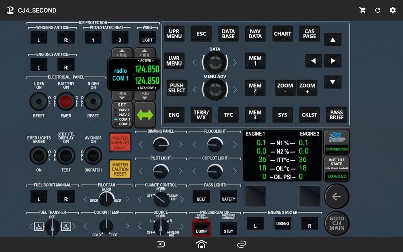 Touch Portal pages for CJ4 Working Title for Microsoft Flight Simulator | MSFS