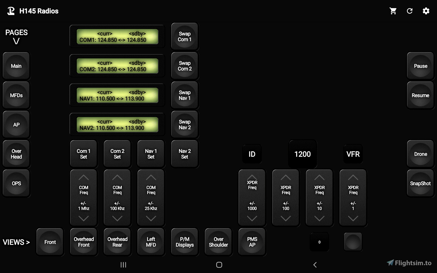 Touch Portal Pages For Hpg H145 Versions Above 344 Voor Microsoft Flight Simulator Msfs
