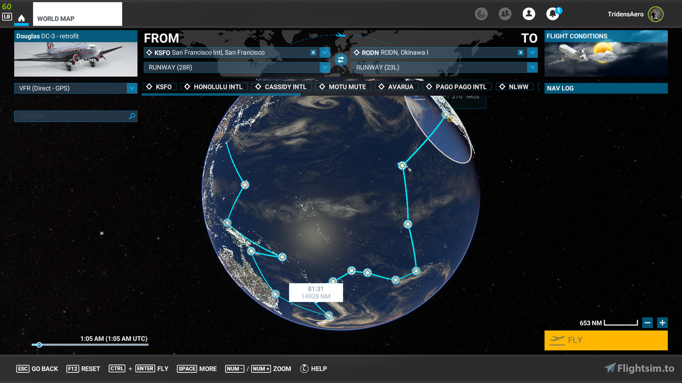 United Airlines Pacific Campaign Route for Microsoft Flight Simulator ...