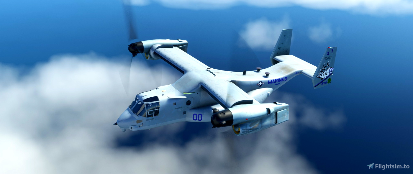 USMC MV-22B Osprey VMM-166 Sea Elks 对于 Microsoft Flight Simulator | MSFS