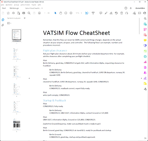 VATSIM / ATC / IVAO CheatSheet and FlowExample for Microsoft Flight Simulator | MSFS