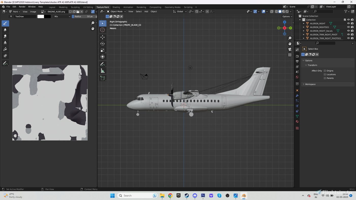 Asobo ATR 42/72-600 Blender Paintkit for Microsoft Flight Simulator | MSFS