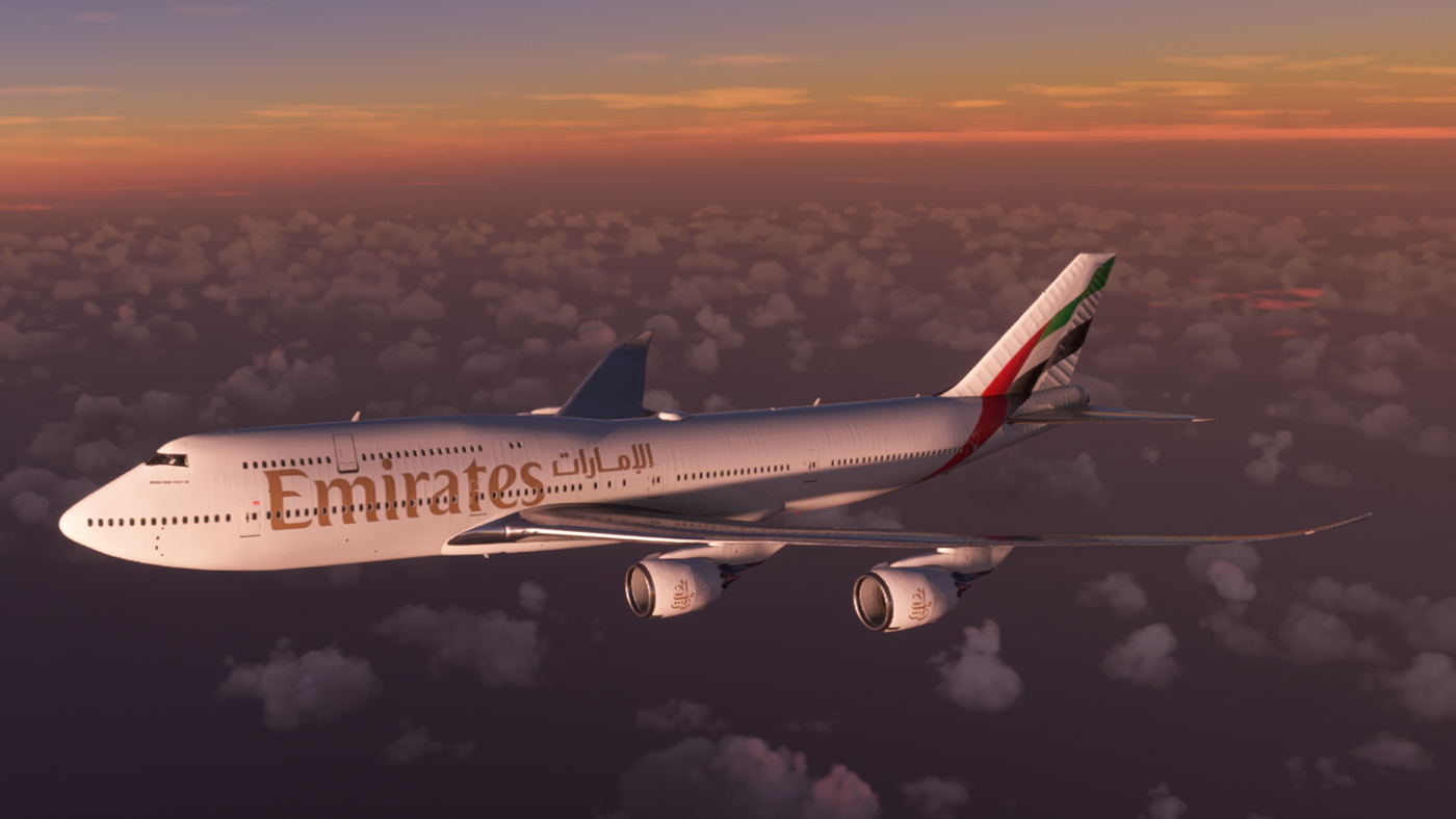 Asobo Boeing 747-8 Emirates New Livery a oldalon. Microsoft Flight ...