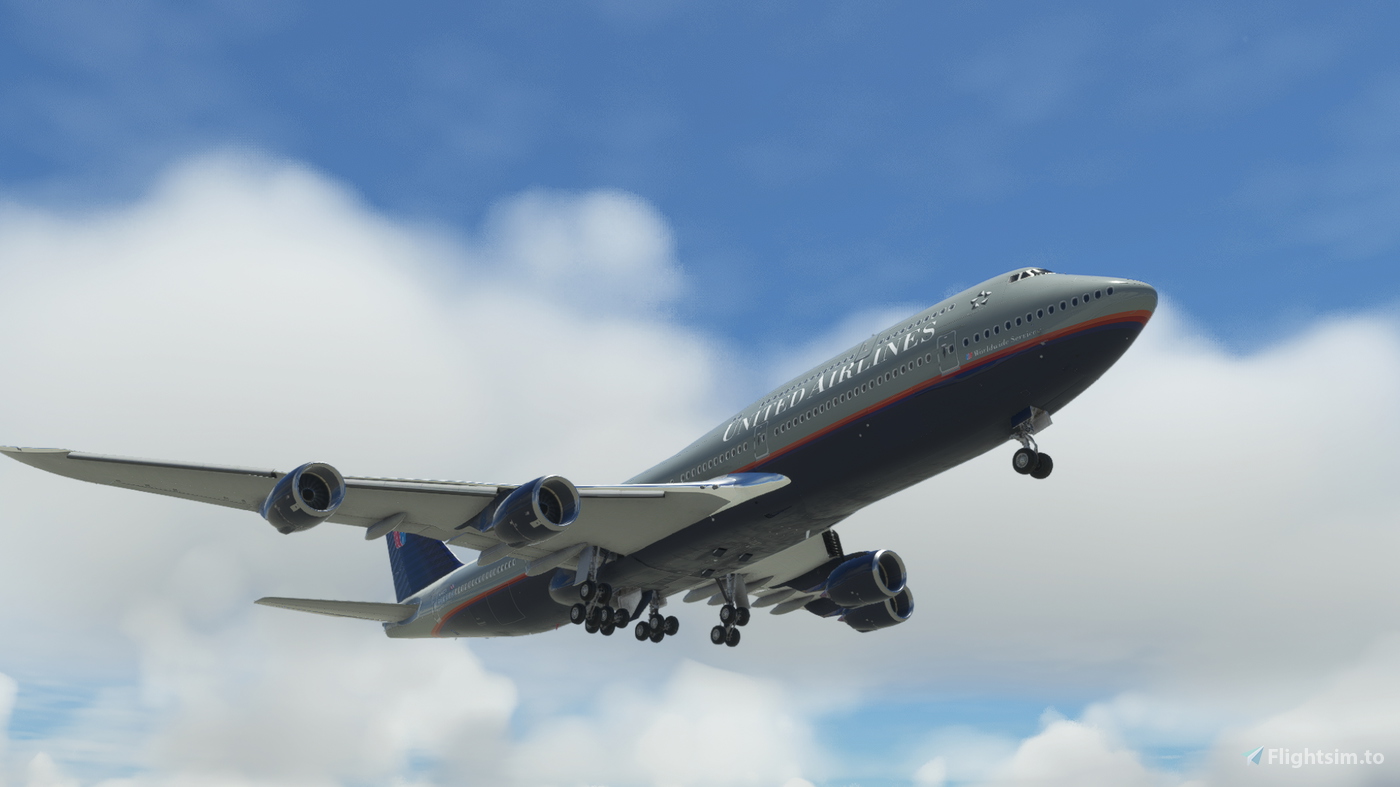 Asobo Boeing 747-8 United Airlines Battleship Grey for Microsoft Flight ...