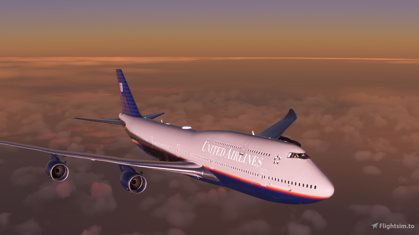 Asobo Boeing 747-8 United Airlines Battleship Grey for Microsoft Flight ...