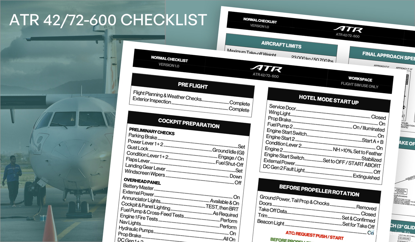ATR 42/72-600 Checklist for Microsoft Flight Simulator | MSFS