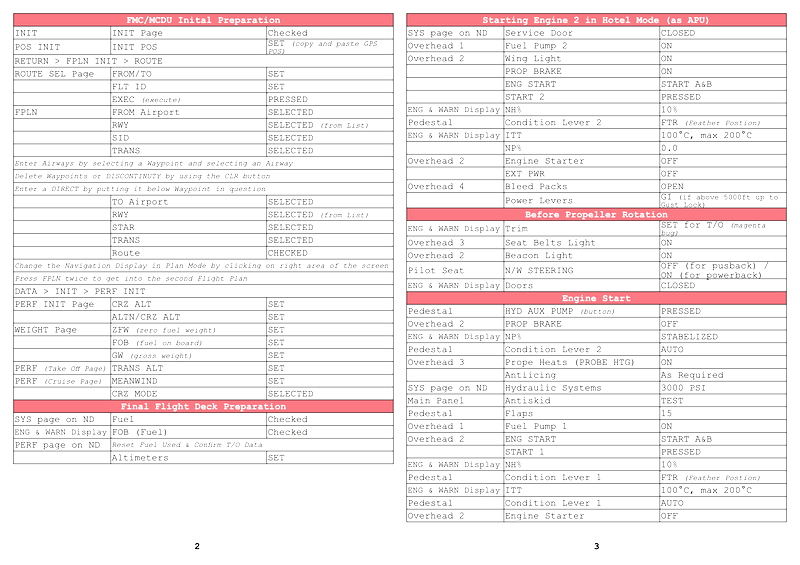 ATR 72 & 42 - Step-By-Step Checklist as PDF for Microsoft Flight Simulator | MSFS