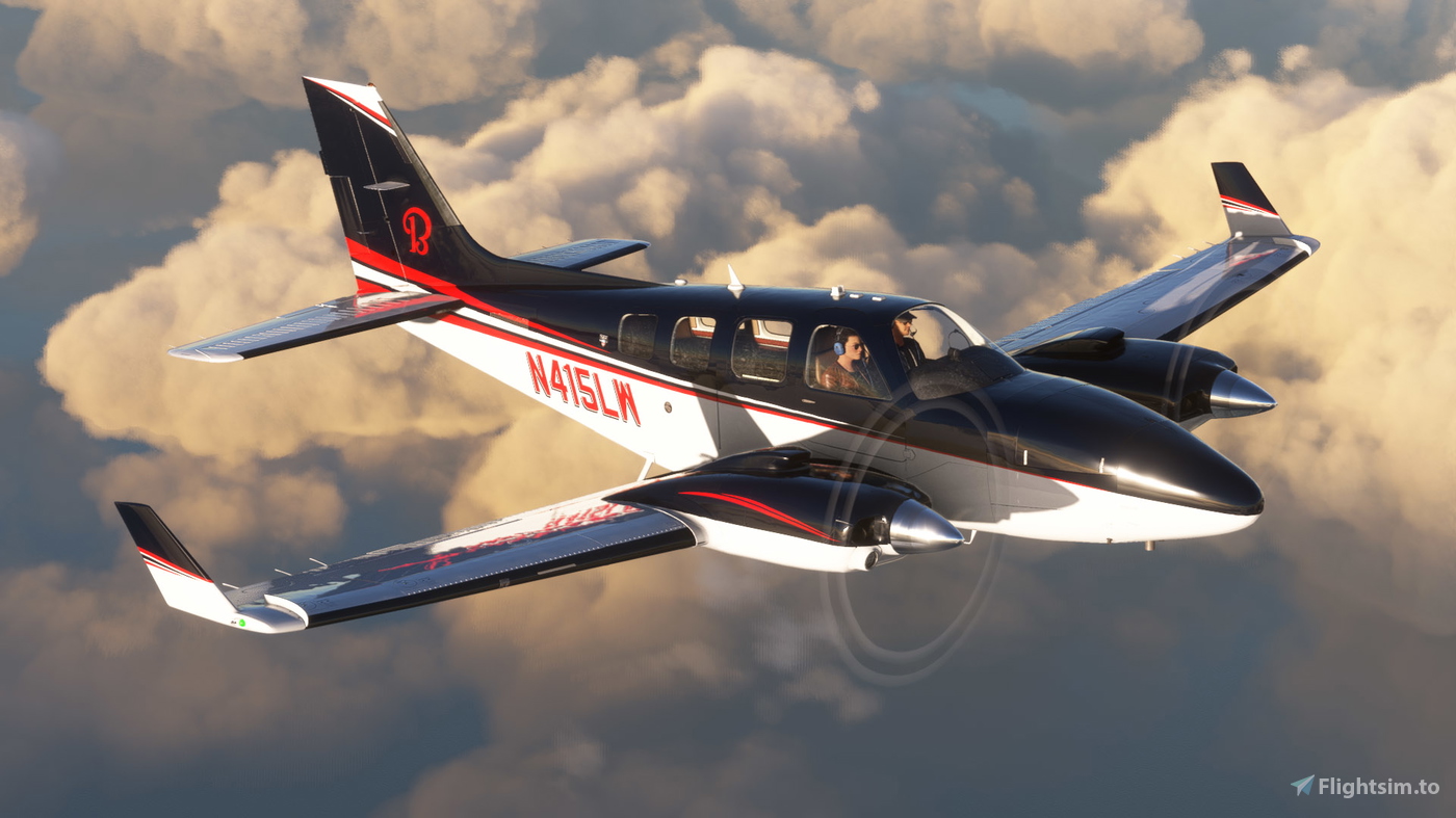 Black Square Analog B58 Baron N415LW for Microsoft Flight Simulator | MSFS