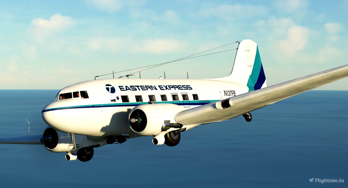 Douglas DC-3 Eastern Express livery retrofit pro Microsoft Flight ...