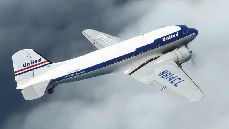 Douglas DC-3 United Airlines N814CL for Microsoft Flight Simulator | MSFS