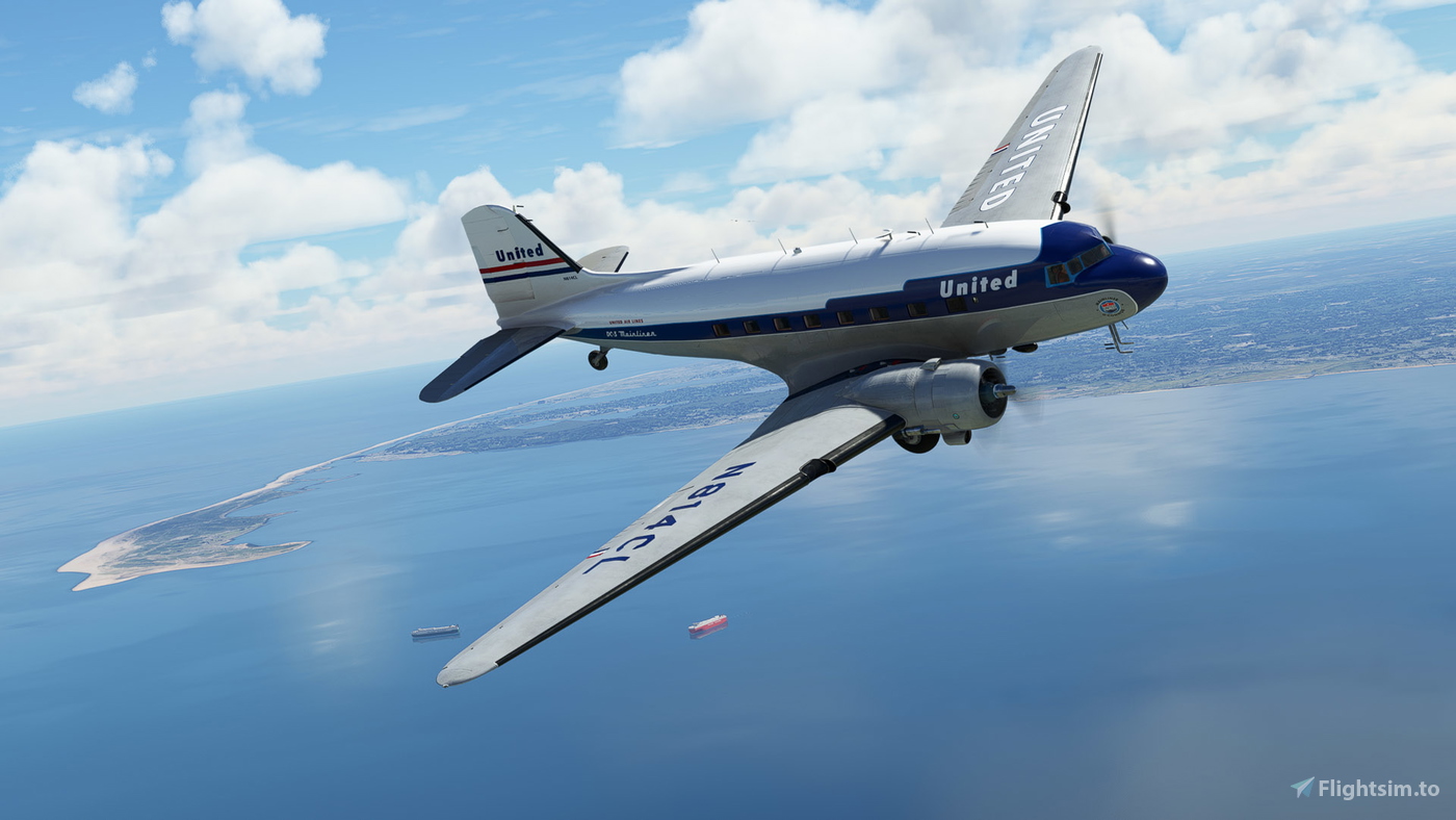 Douglas DC-3 United Airlines N814CL for Microsoft Flight Simulator | MSFS