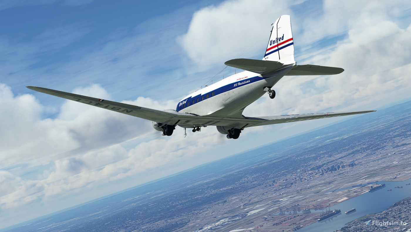 Douglas DC-3 United Airlines N814CL for Microsoft Flight Simulator | MSFS