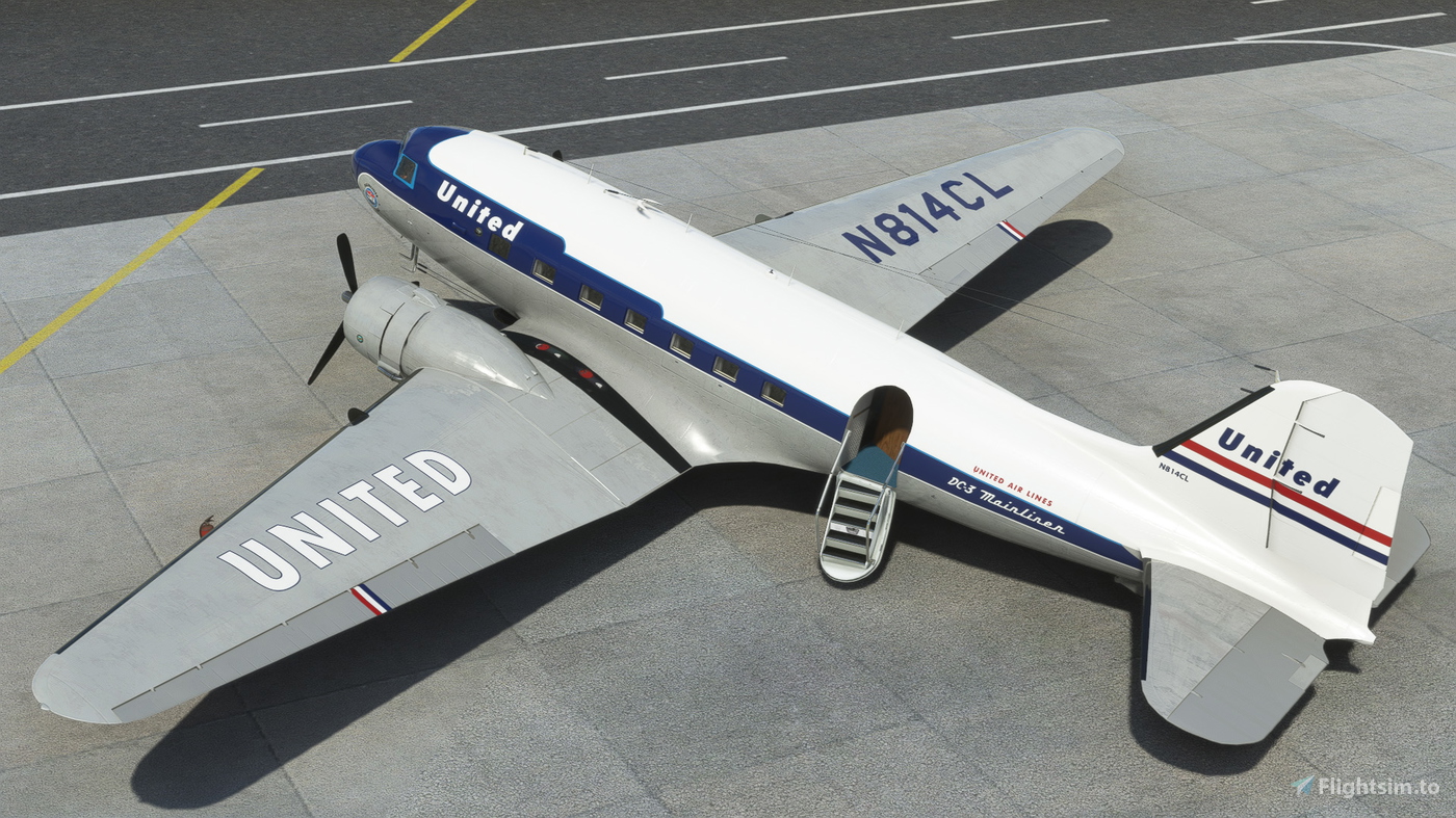 Douglas DC-3 United Airlines N814CL for Microsoft Flight Simulator | MSFS
