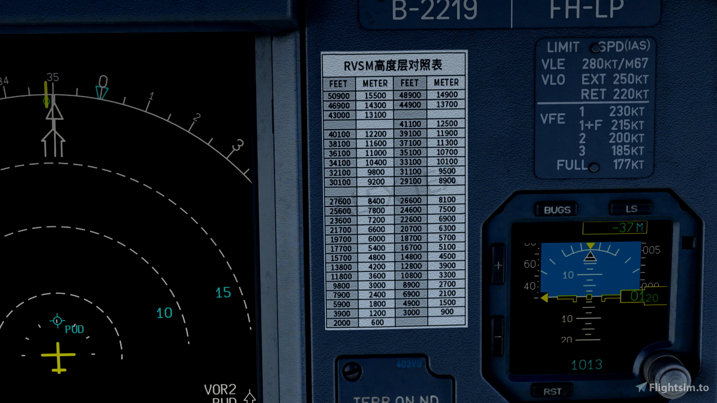fenix 320 Chinese table checklist and RVSM for Microsoft Flight ...