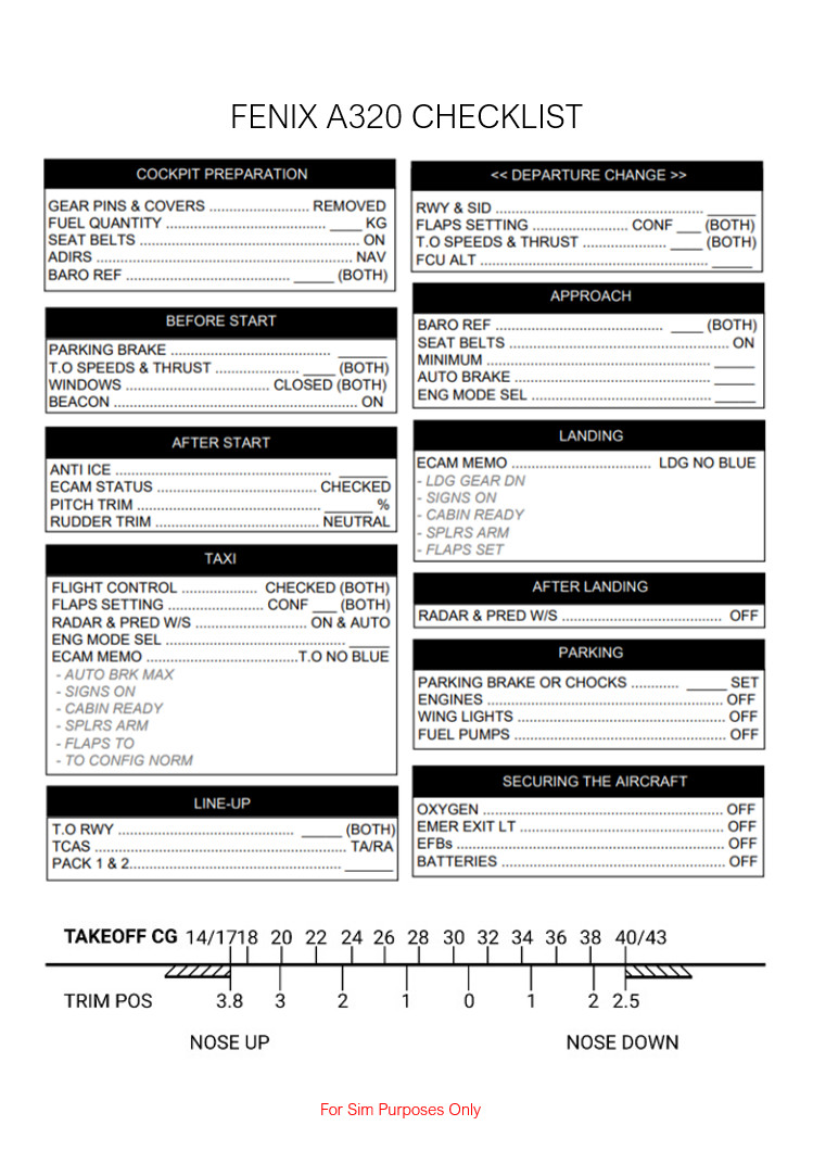 FENIX A320 CHEKLIST for Microsoft Flight Simulator | MSFS