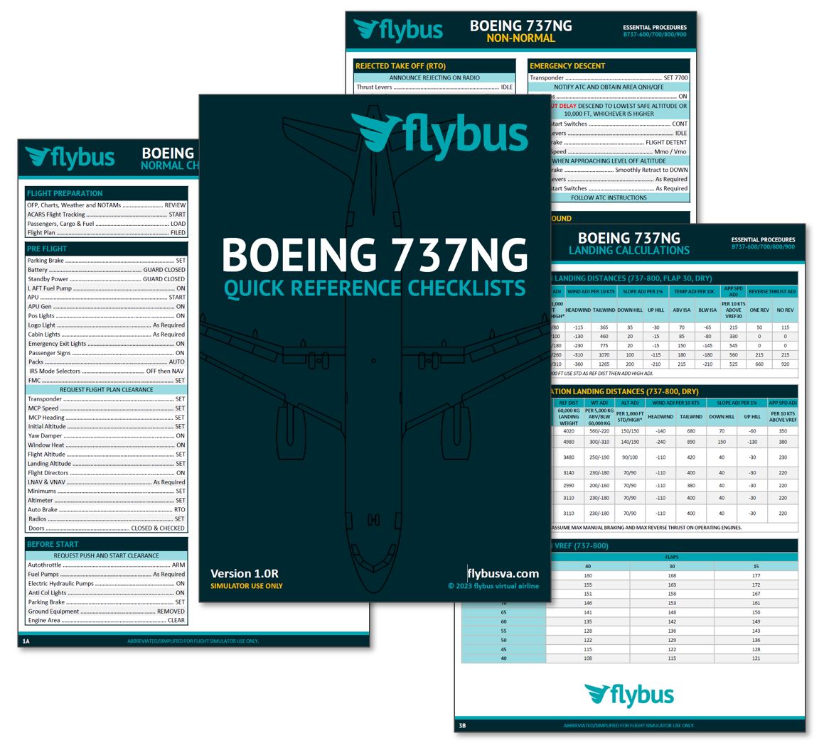 Flybus VA Boeing 737NG Quick Reference Checklists - MSFS Add-on ...