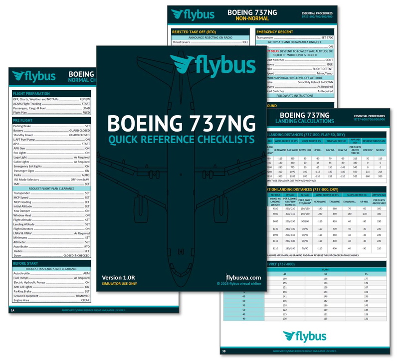 Checklists for PMDG Boeing 737-800 on Microsoft Flight Simulator