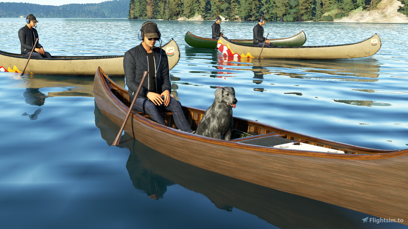 GotFriends Ole' Canoe grey dog Mausi for Microsoft Flight Simulator | MSFS