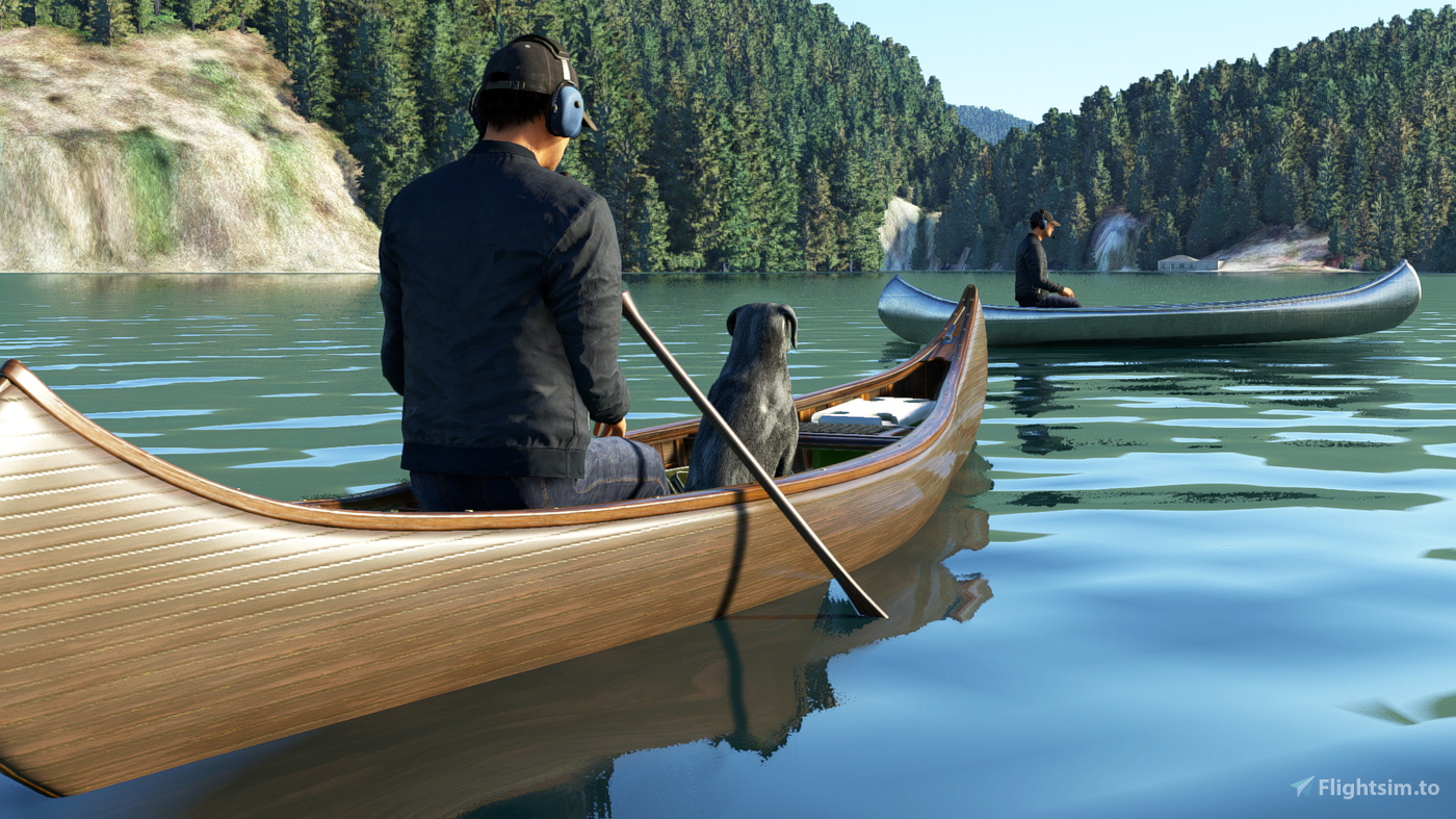 GotFriends Ole' Canoe grey dog Mausi for Microsoft Flight Simulator | MSFS