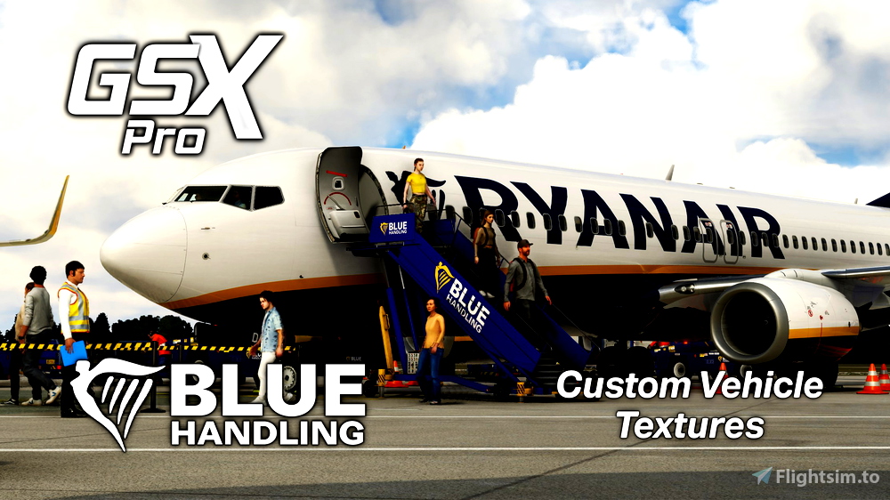 GSX Ground Vehicle Textures - Ryanair (Blue Handling) for Microsoft ...