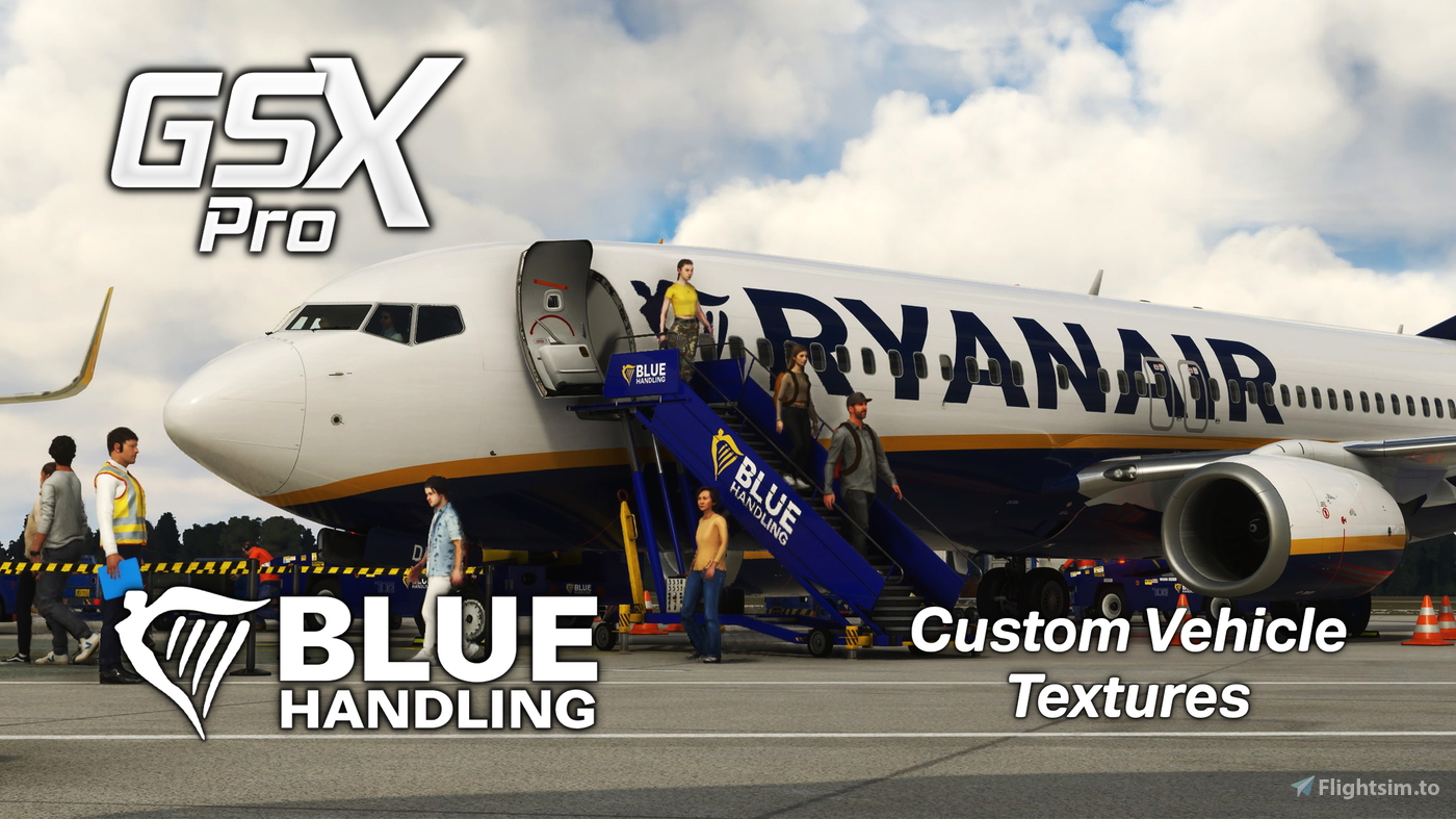 GSX Ground Vehicle Textures - Ryanair (Blue Handling) for Microsoft ...