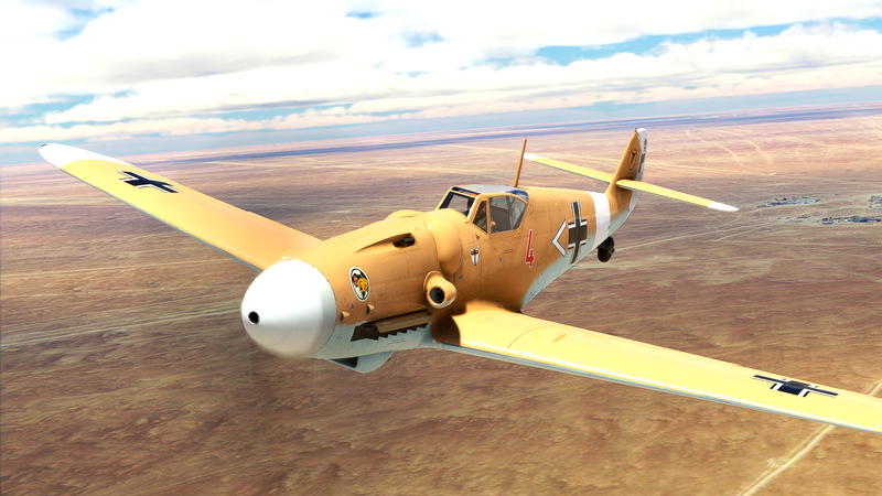 Livery FlyingIron bf-109 Desert version 2 for Microsoft Flight Simulator | MSFS