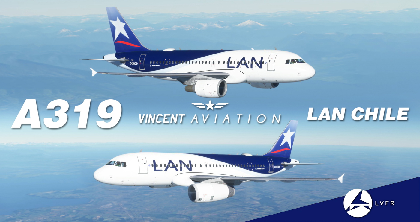 LVFR A319 Lan Chile livery a oldalon. Microsoft Flight Simulator | MSFS